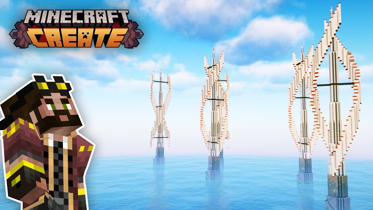 I built an OFFSHORE WIND FARM in Minecraft Create Mod! (#5)