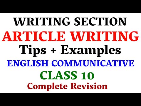 Article Writing - Class 10 - Tips and Examples - English Communicative - By Be Smarty