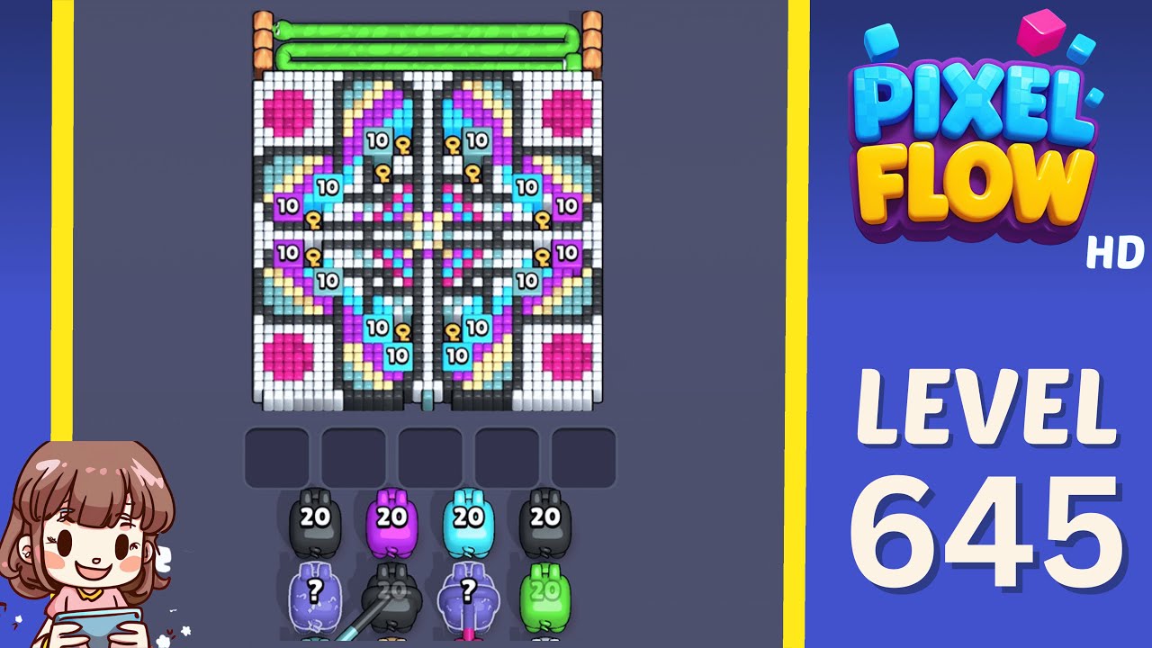 Pixel Flow Level 645 Solution Walkthrough