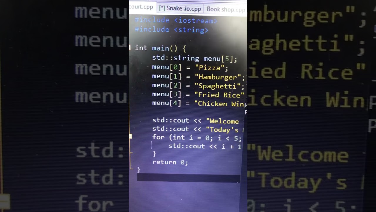 food court in c++ #coders #codinglife #codingninja #codemasters #codelife #coding #code #ytdaily