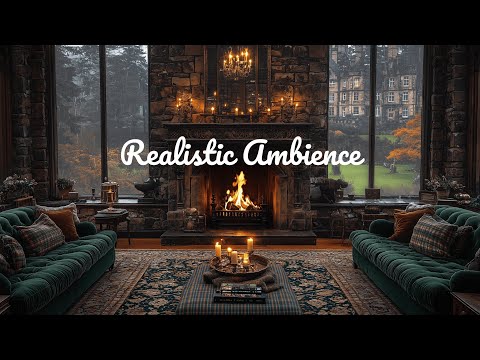 ☔Live Heavy Rain & Scottish Castle Fireplace – Rain Sounds for Sleep, Study & Relaxation (No Ads)