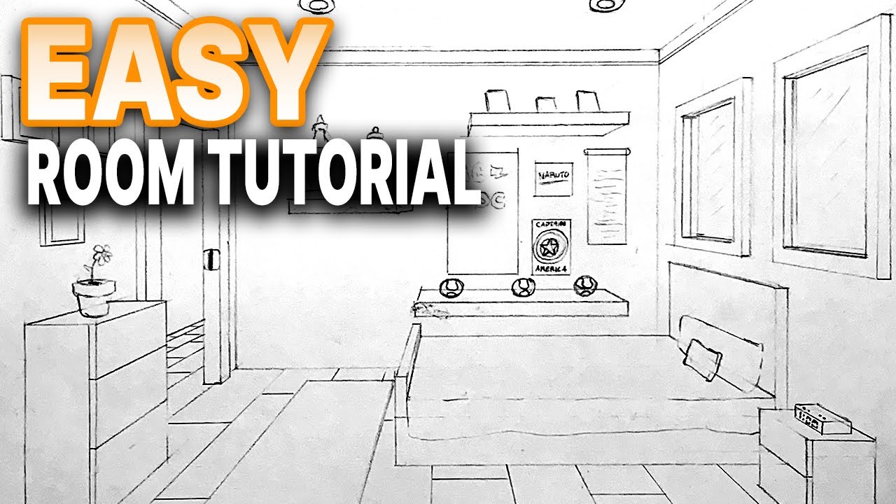 EASY 1 Point Perspective Room Tutorial for Beginners