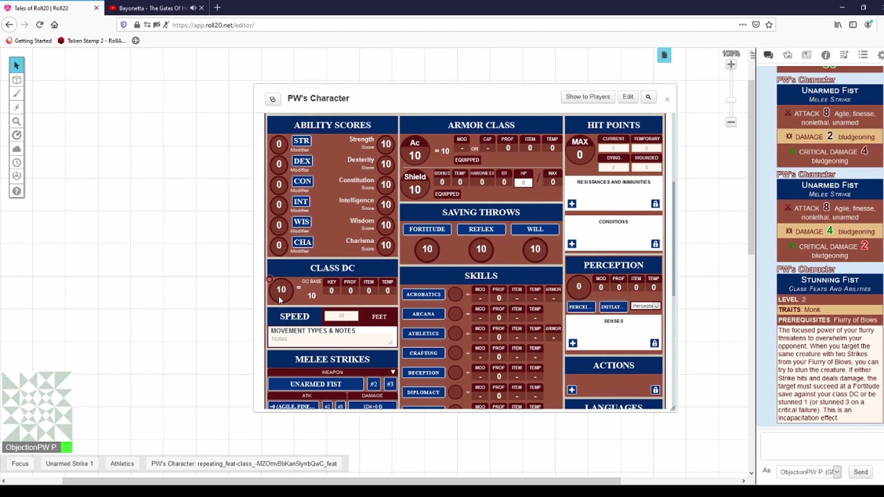 Macros in Roll20 - Pathfinder 2e