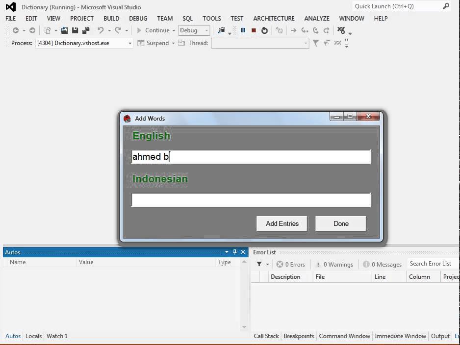 Dictionary Program Version 1 0 in VB net