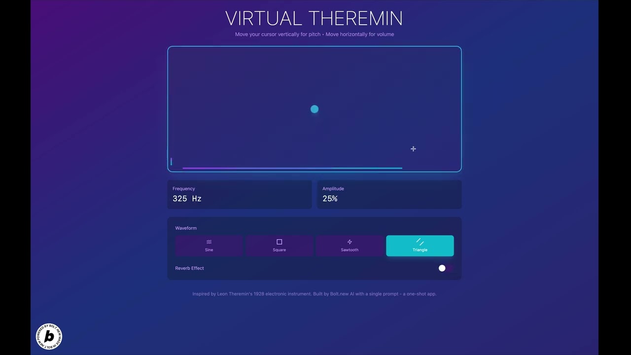 theremin.site bolt.new world's largest hackathon one-shot app on devpost