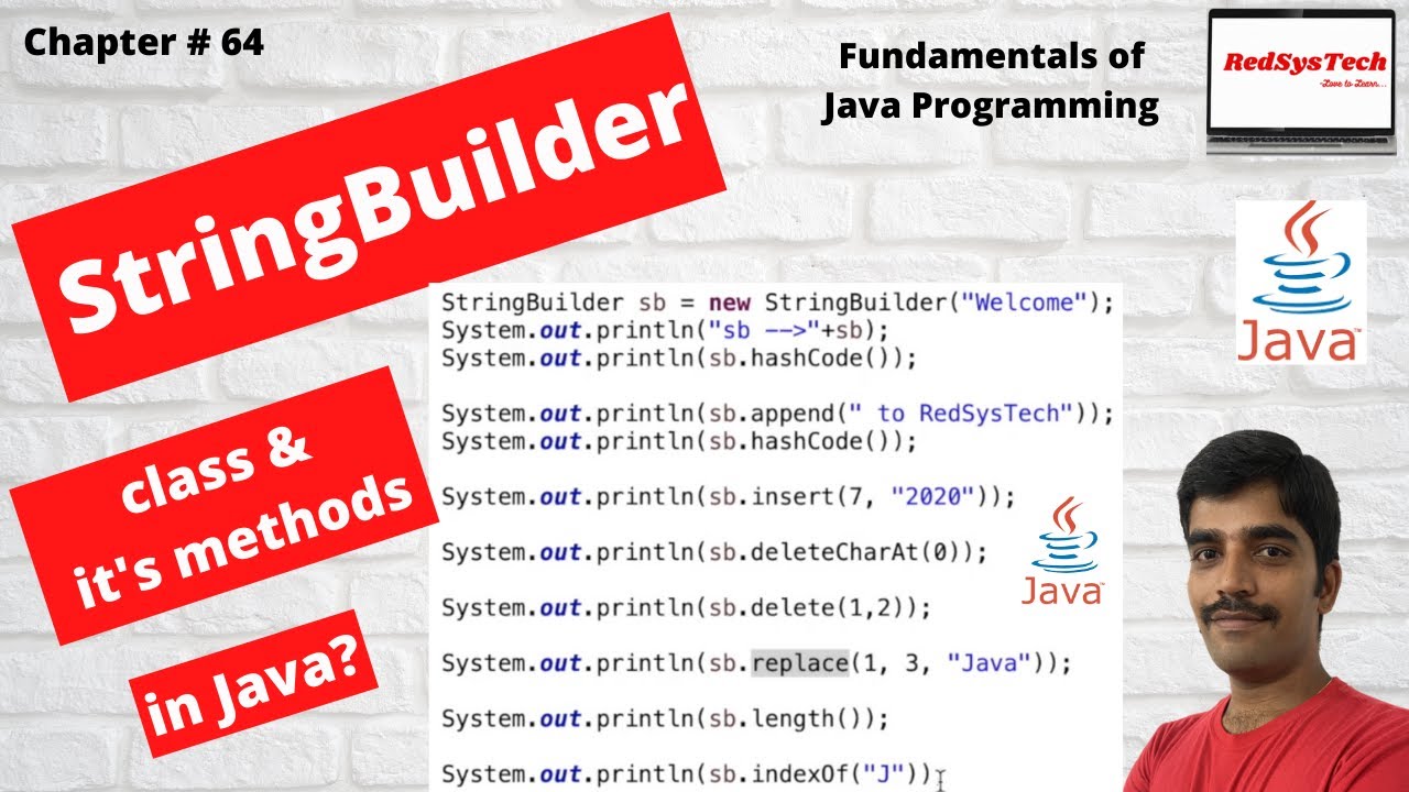 # 64 StringBuilder in Java | stringbuilder java | java stringbuilder | Java Tutorial from RedSysTech