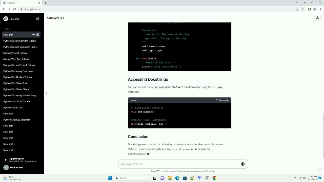 python docstring example usage