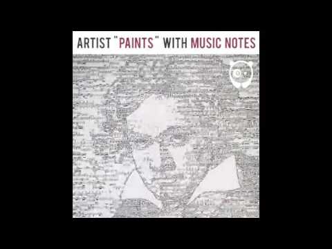 Artist paints with music notes | Bored Panda