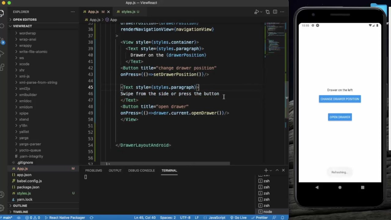 React Native Tutorial 43 - DrawerLayoutAndroid - React Native