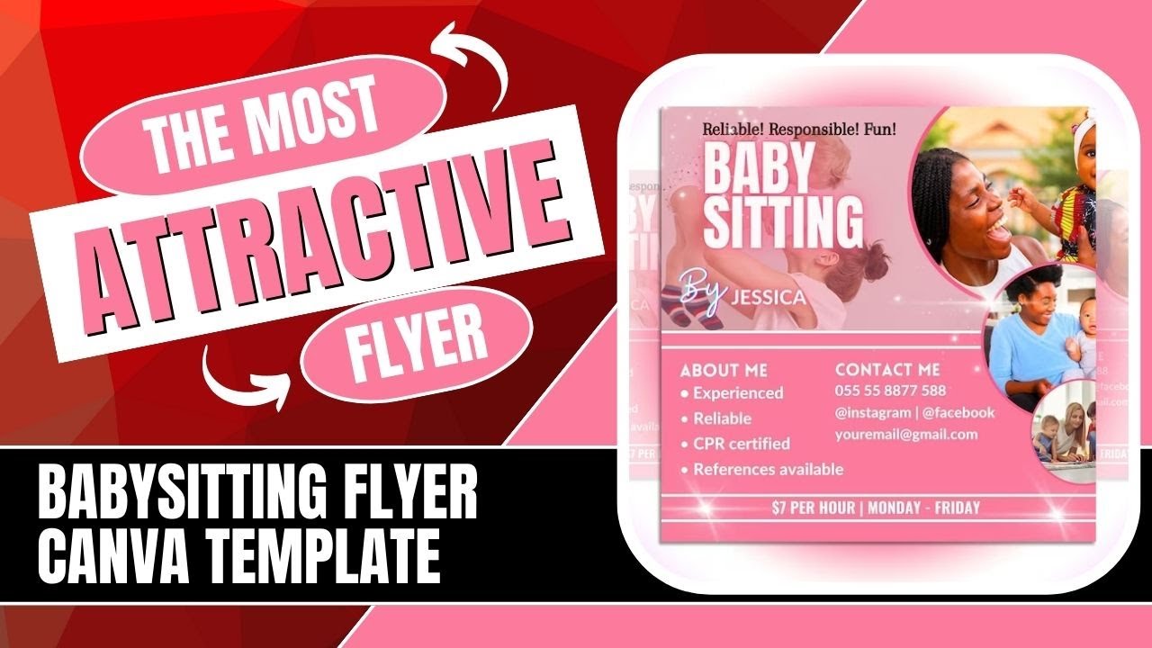 Babysitting Flyer, Canva Template.