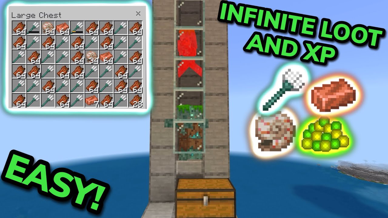 EASY 1.21 TRIDENT FARM TUTORIAL in Minecraft Bedrock (MCPE/Xbox/PS/Switch/PC) - Minecraft Builders