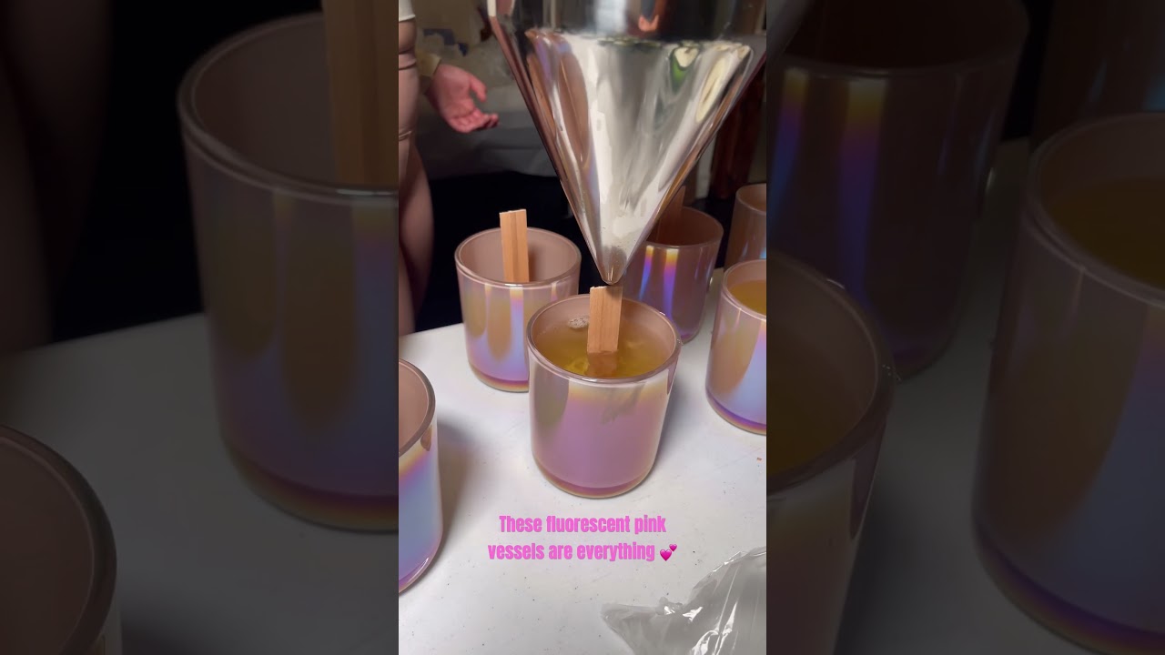 These fluorescent pink vessels for our candle Aphrodite 😍💕 #candles #handmade