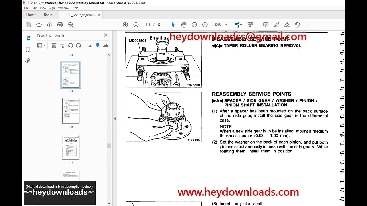 Mitsubishi 6A12,F5M42,F5A42 Engine & Transmission Service Manual - PDF