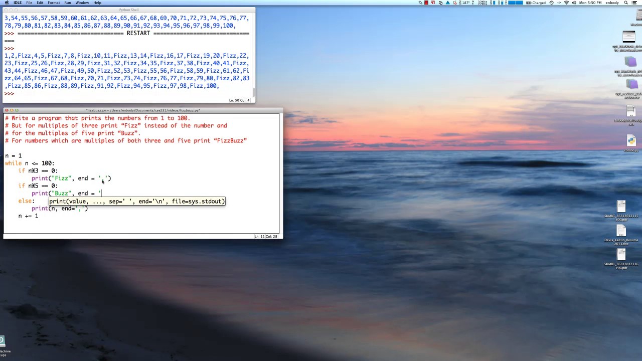 2 8 While example fizzbuzz