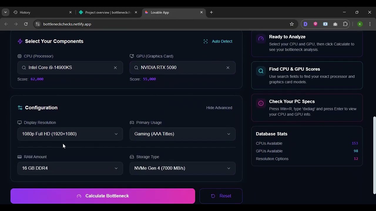 PC Bottleneck Calculator 🔥 Check CPU & GPU Bottleneck in Seconds!