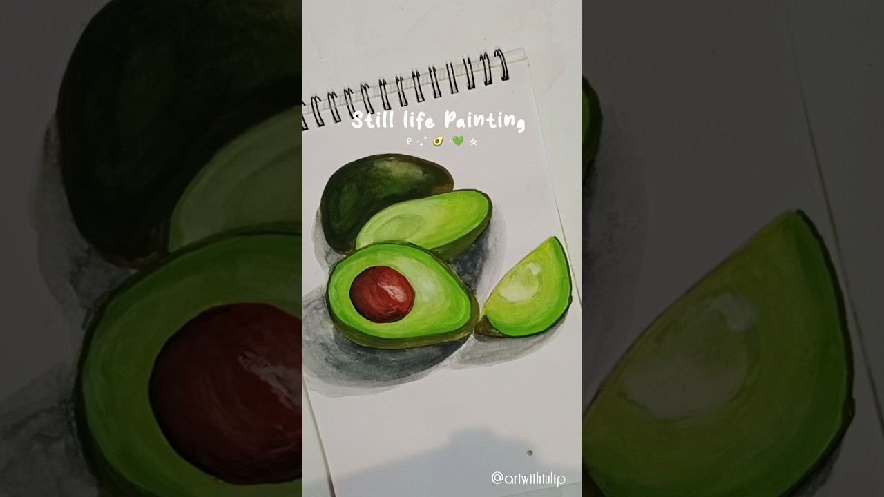 Avocado drawing 🥑 Still life drawing #fruit #creative #art #painting #shorts #stilllife #avocado
