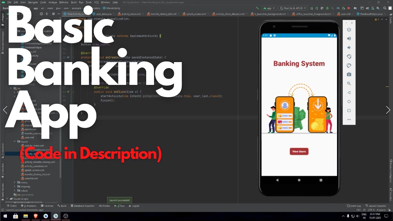 Basic Banking App | Android Project | The Sparks Foundation Internship