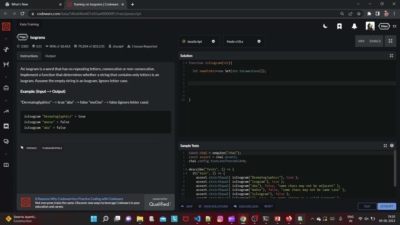 Isograms  CodeWar || Explained Live || Array and Set #codewars