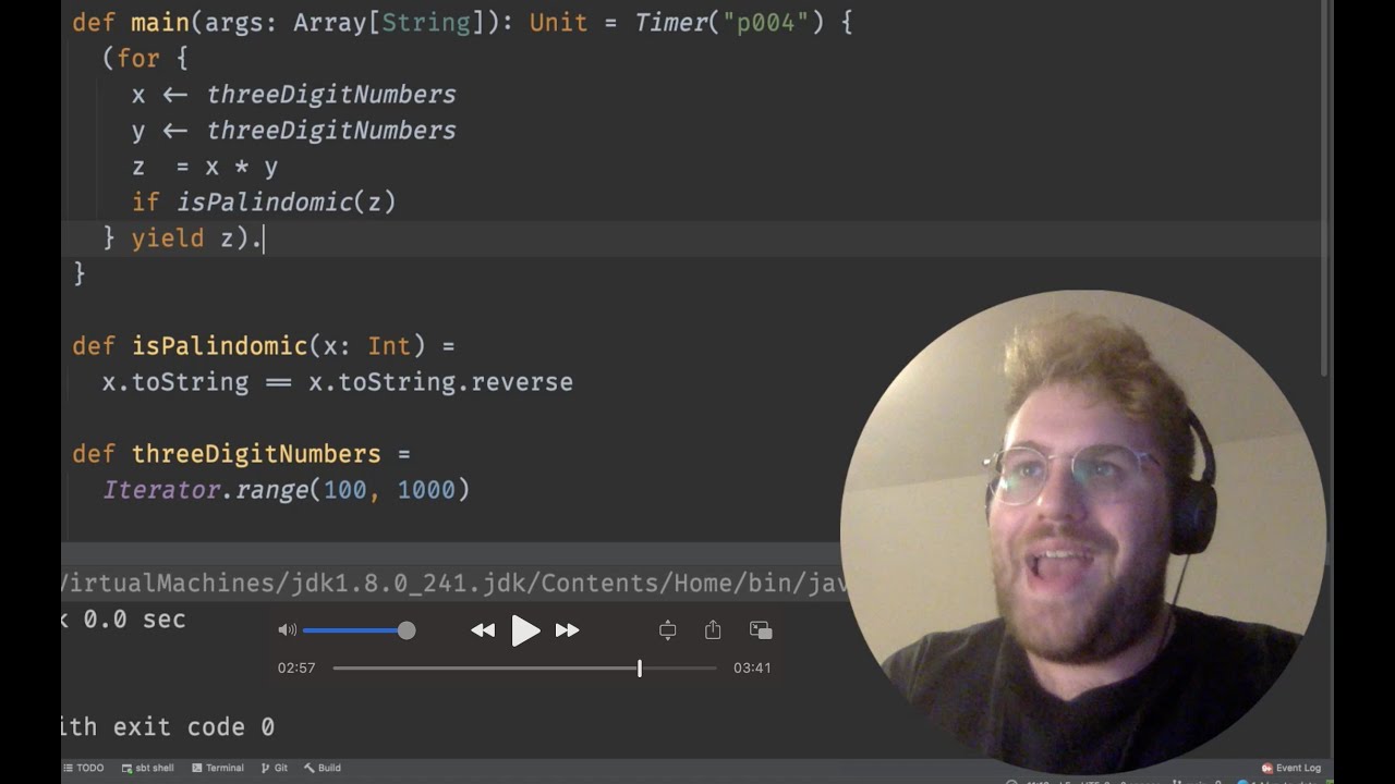 Project Euler 4: Largest palindrome product (scala worked solution)