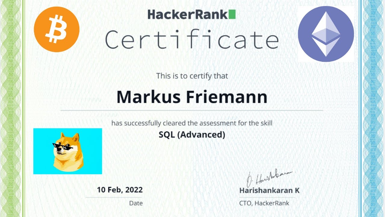 SQL ADVANCED Certification Part 1 on Hackerrank - Crypto Market Algorithms Report