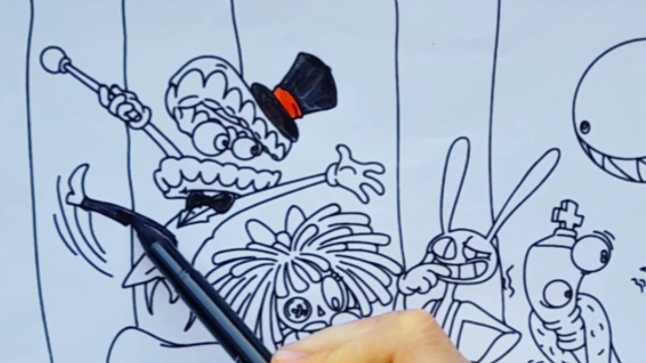 Pomni Jax Ragata Digital circus coloring page in A4 format