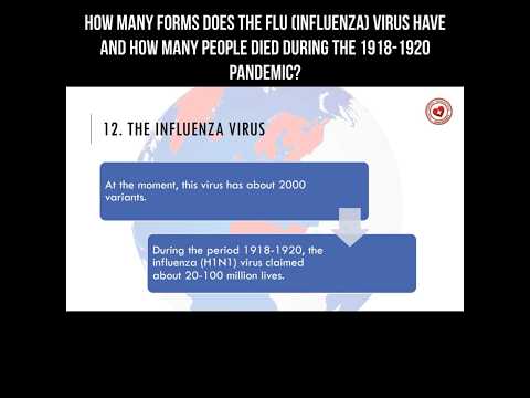 How many forms does the flu (influenza) virus have and how many people died during 1918 pandemic?