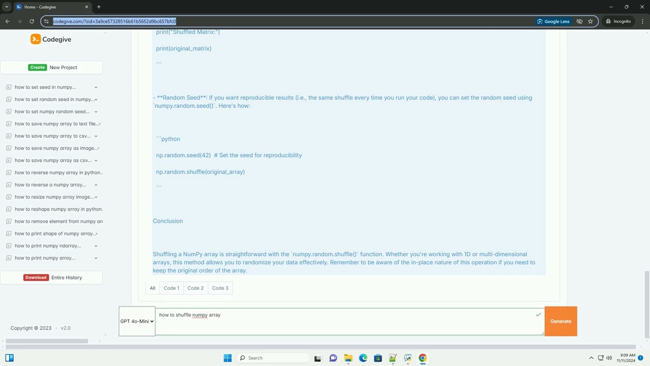 how to shuffle numpy array
