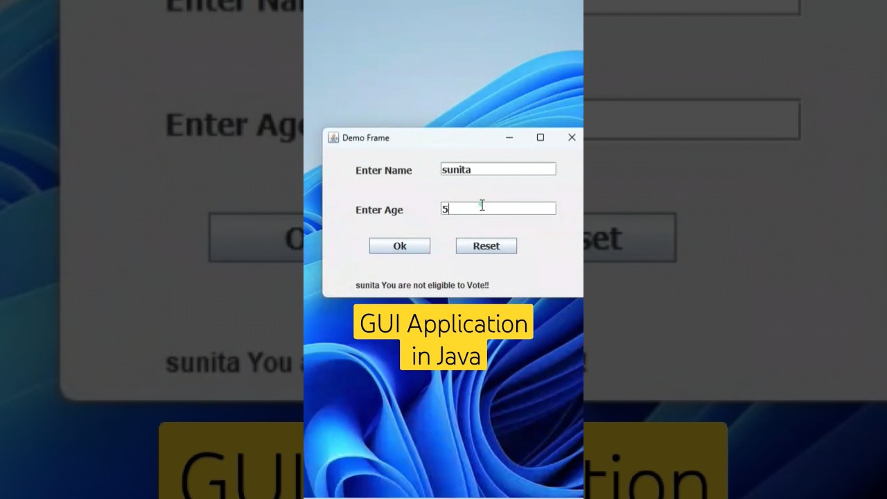GUI Application in Java #viral #shortsfeed  #viralvideo #youtubeshorts #shorts #java #coding #swing