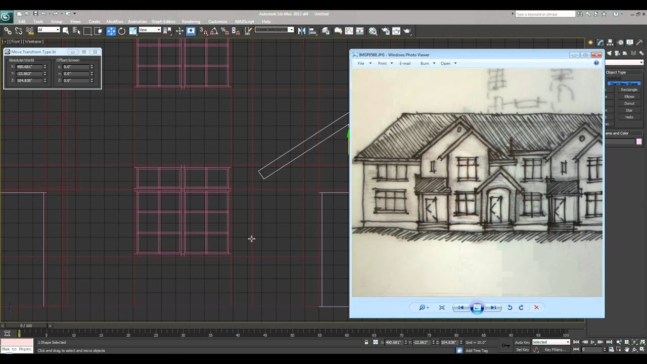 3DS Max Tutorial - Creating a model from a sketch 1080 HD