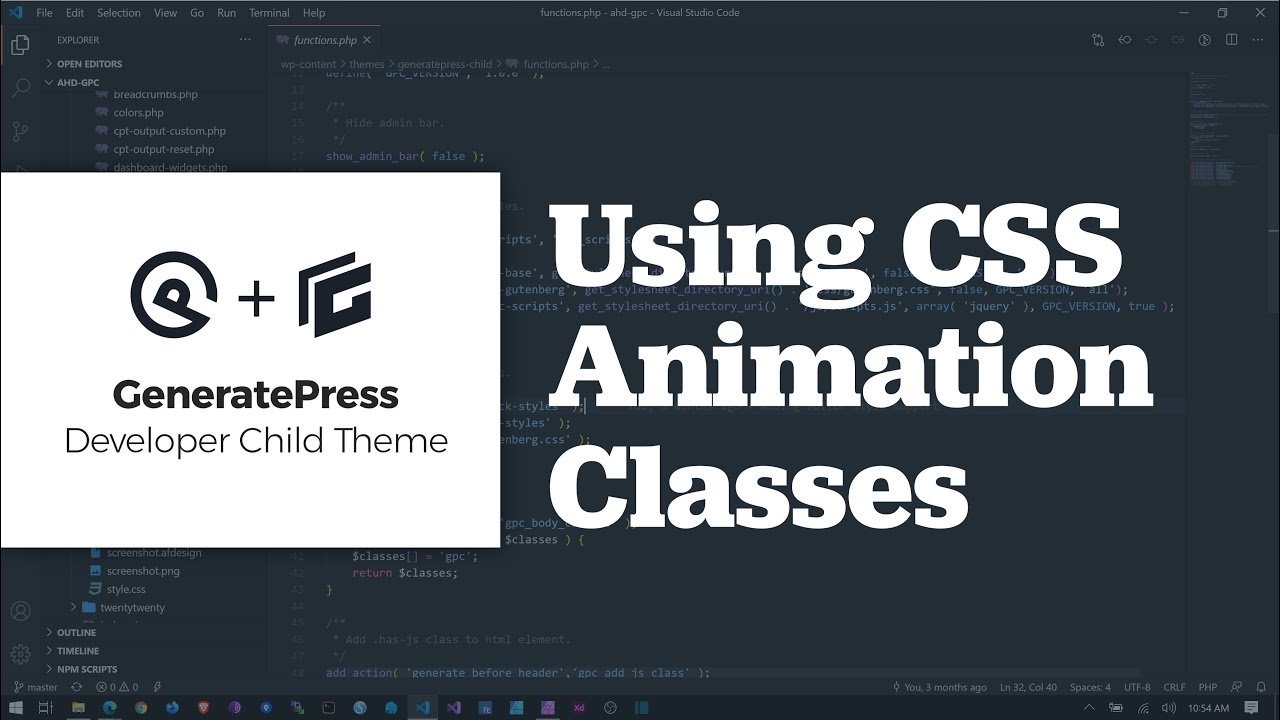 CSS Animation Classes in the GeneratePress Developer Child Theme for WordPress