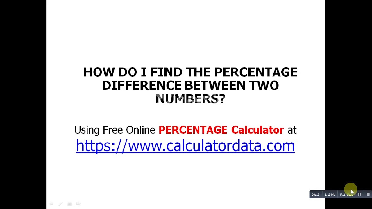 Free Online Percentage Calculator - How do you find Percentage difference between 2 Numbers?
