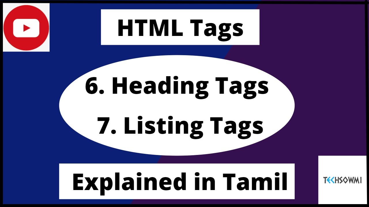 HTML Heading and Listing Tags | Explained in Tamil with Sample Program | HTML Tutorial | Beginner