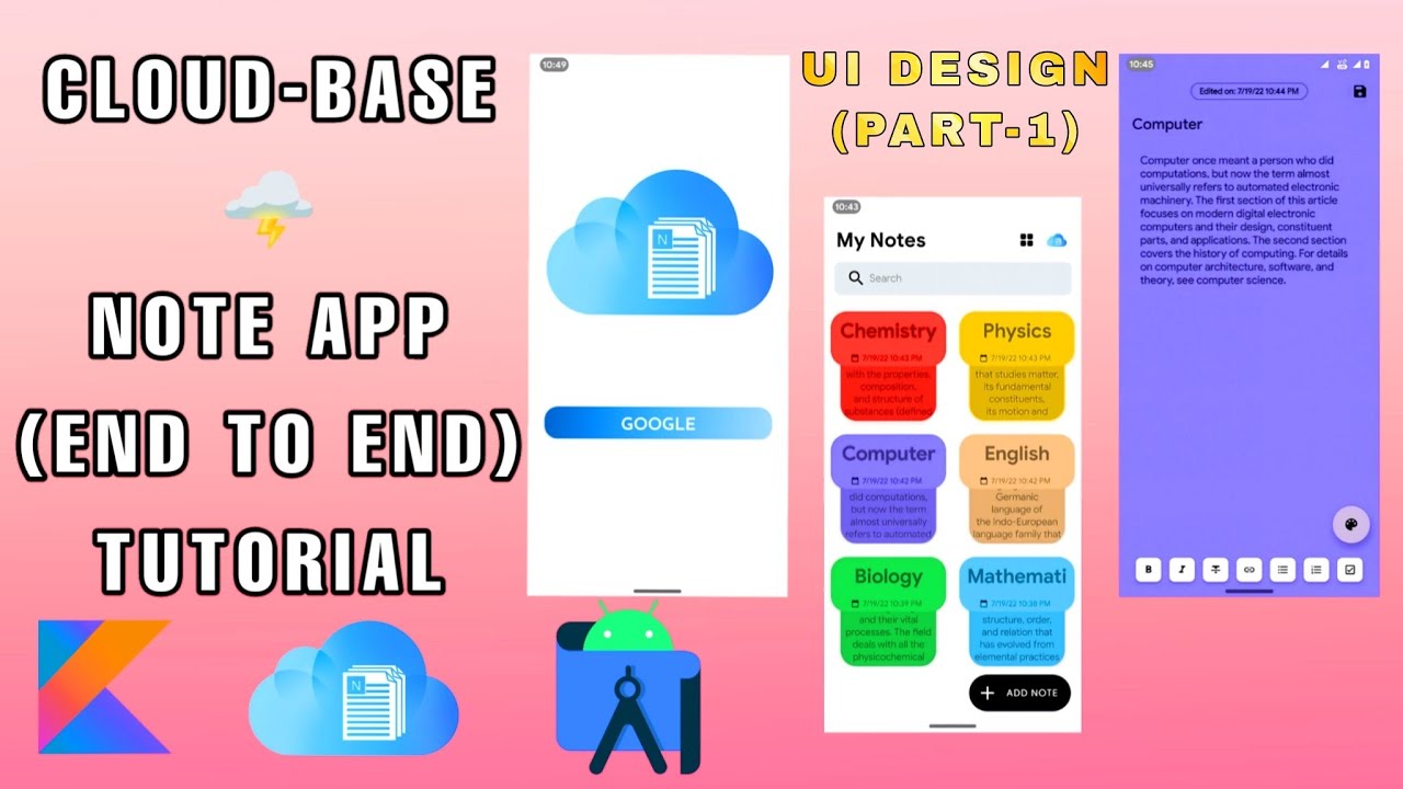 Make a Notes App in Android Studio ||cloud base Full Tutorial | Kotlin | Hindi | UI design | Part-1