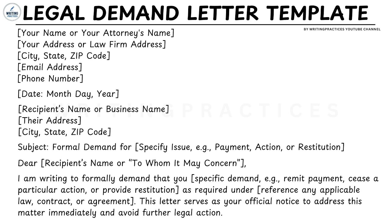 [LETTER TEMPLATE] How To Write A Legal Demand Letter Step by Step Guide | Writing Practices