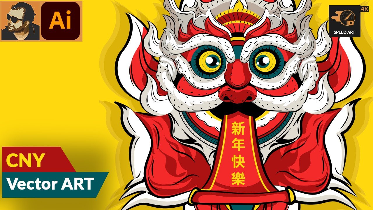 Chinese New Year Greetings Art in Illustrator | Speed Art