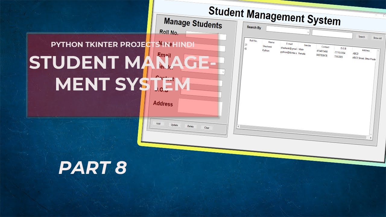 Student Management System with Database Part 8 | Python Tkinter Projects in Hindi