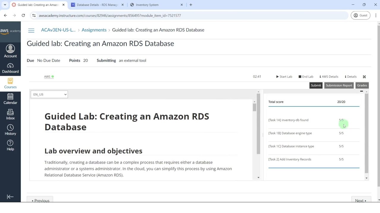 Guided lab: Creating an Amazon RDS Database | Module 6 Adding a Database Layer | AWS Cloud Architect