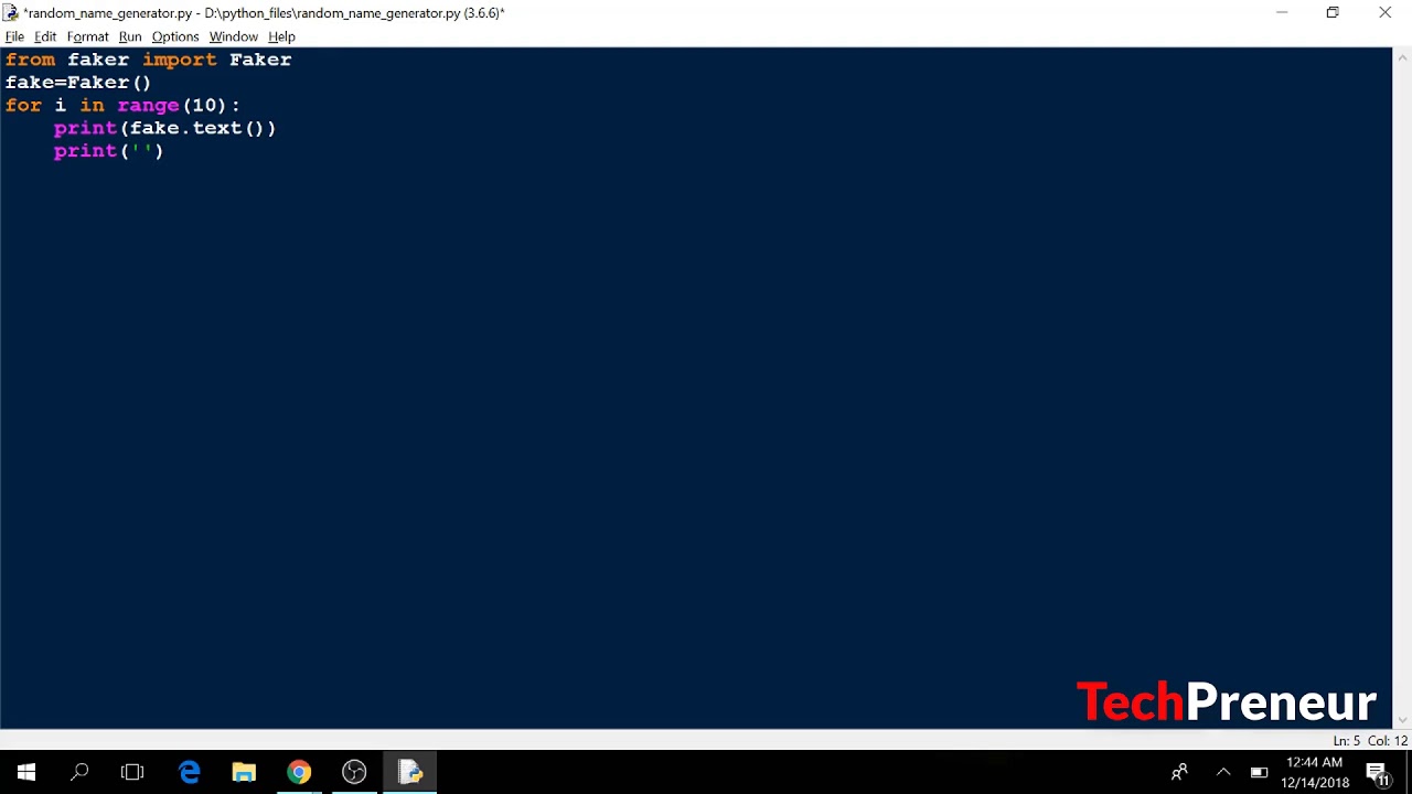 How to make a name generator in python | Python made fun | TechPreneur