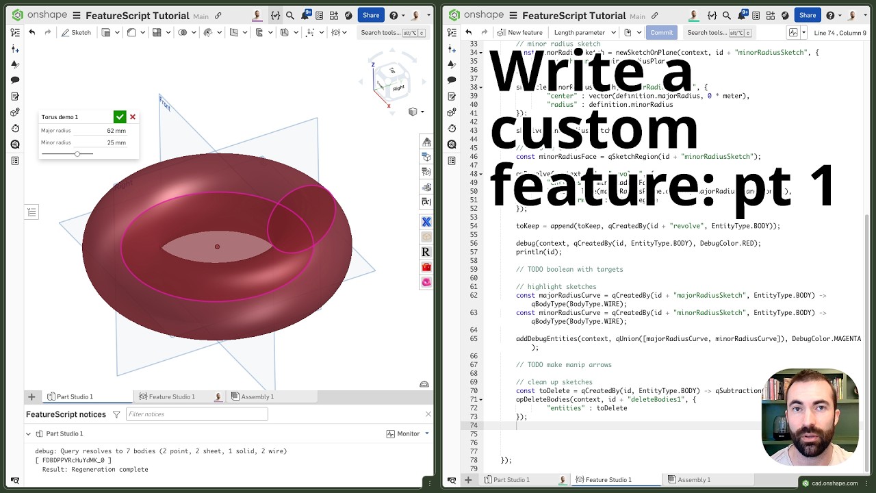 FeatureScript Basics: Torus feature pt 1