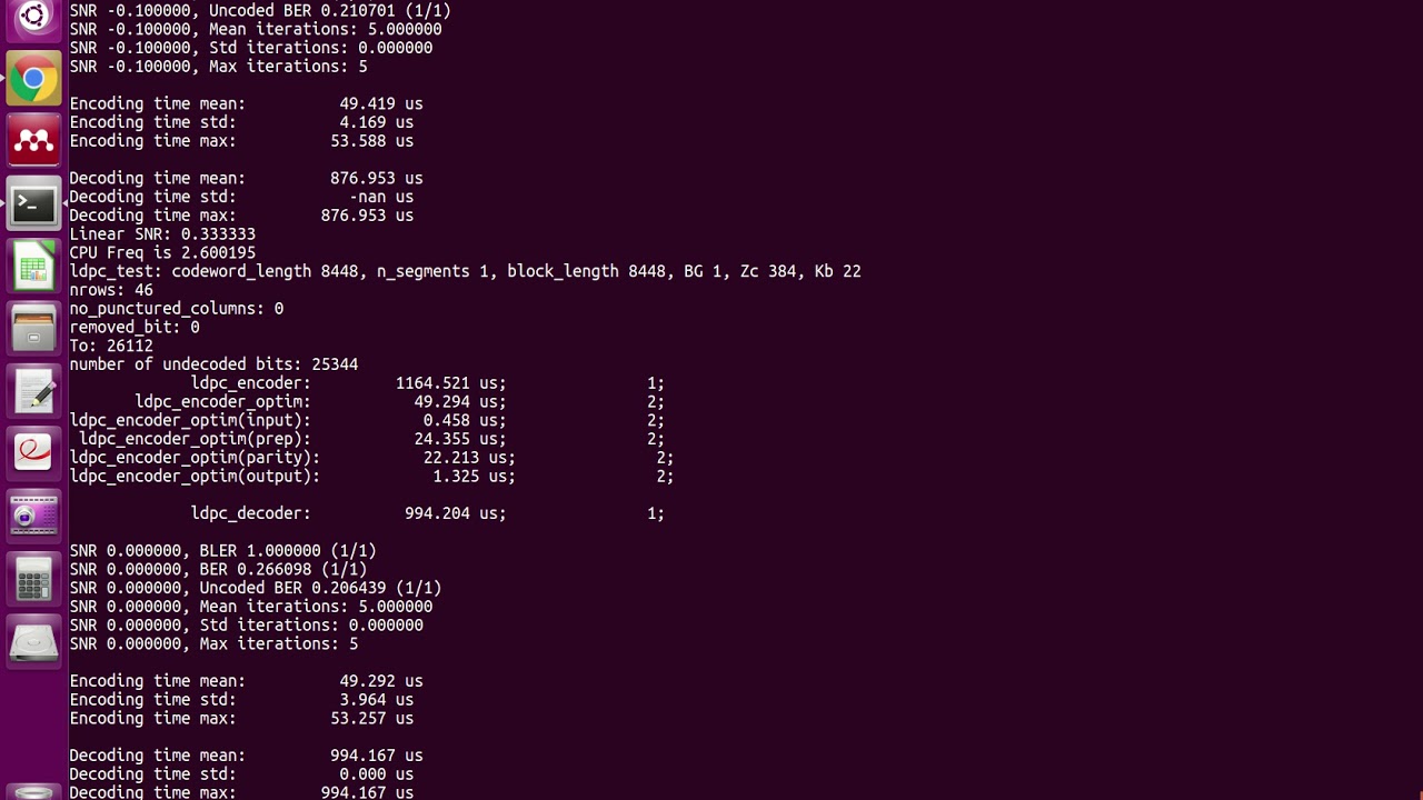 Running the low-density parity-check using ldpctest
