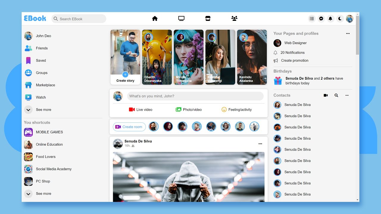 How To Make A  Facebook Clone Design Using | HTML & CSS