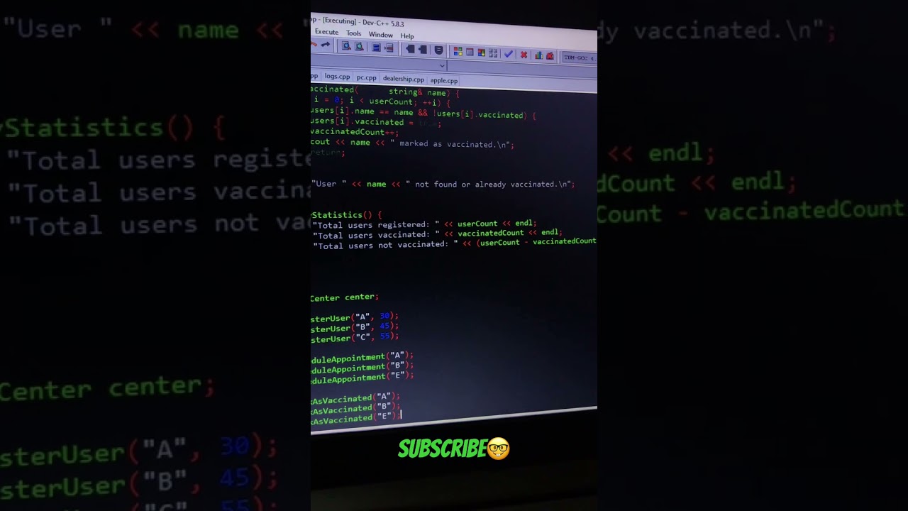 vaccines in c++ IDE dev c++#cppprogramming #codingtime #codinglife