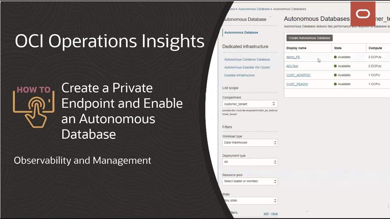 OCI Ops Insights: How to create a Private Endpoint and enable an Autonomous Database