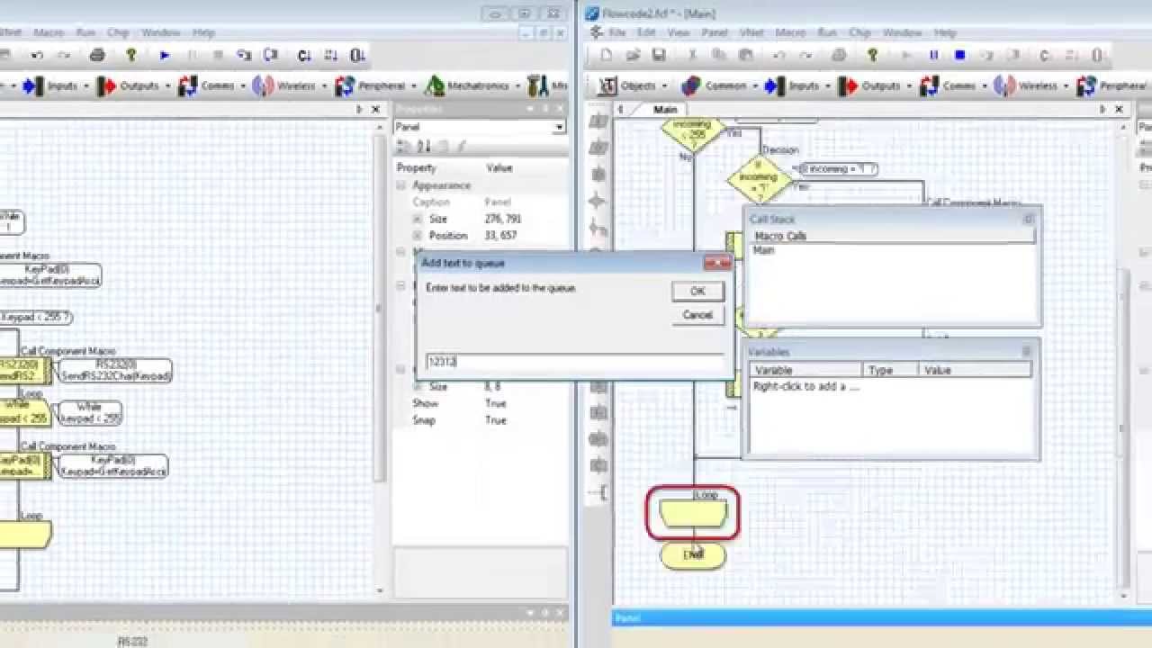 Flowcode 4 Basics - Basic RS232 Control and Vnet
