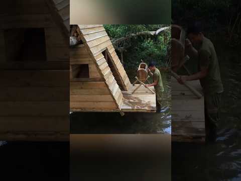 Build an Amazing Shelter Cabin on the Water, Survival Camping,Tree House #bushcraft #building #build