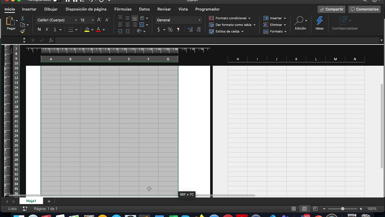 hoja rayada en Excel