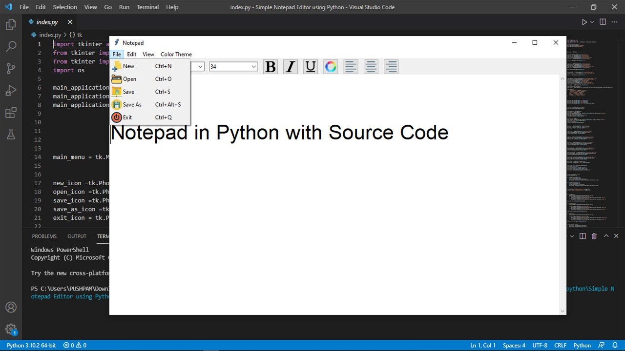 Make Notepad in python with source code | Notepad Python Code