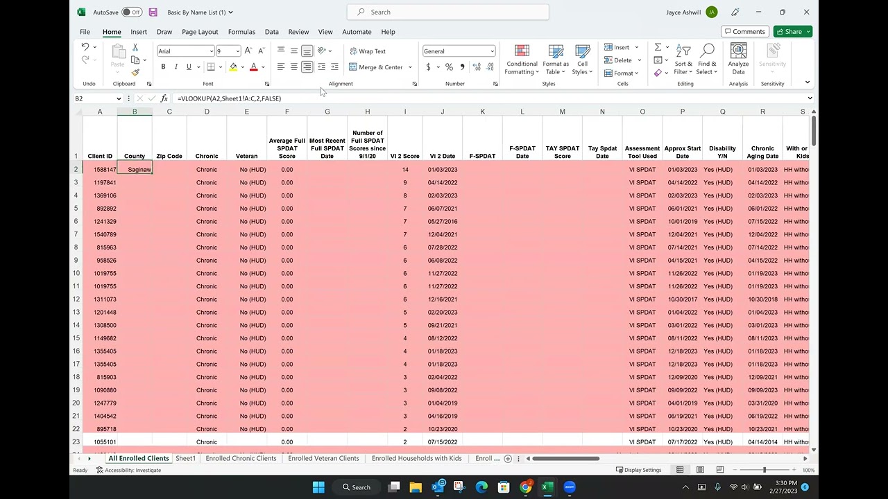 Excel vLookup for County & Zip Code Data