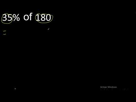 35% of 180 , percentage of a number . 35 percent of 180 . procedure