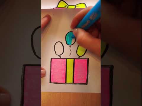 Friendships 🎁+🎈= Surprise gift Box drawing Happy Birthday 🥳 Karte zum Geburtstag Geschenk zeichnen